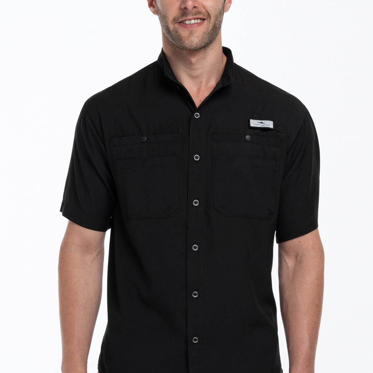 Camisa Tipo Pescador Hombre Manga Corta Negra Fort Lauder – UNIFORMES ...