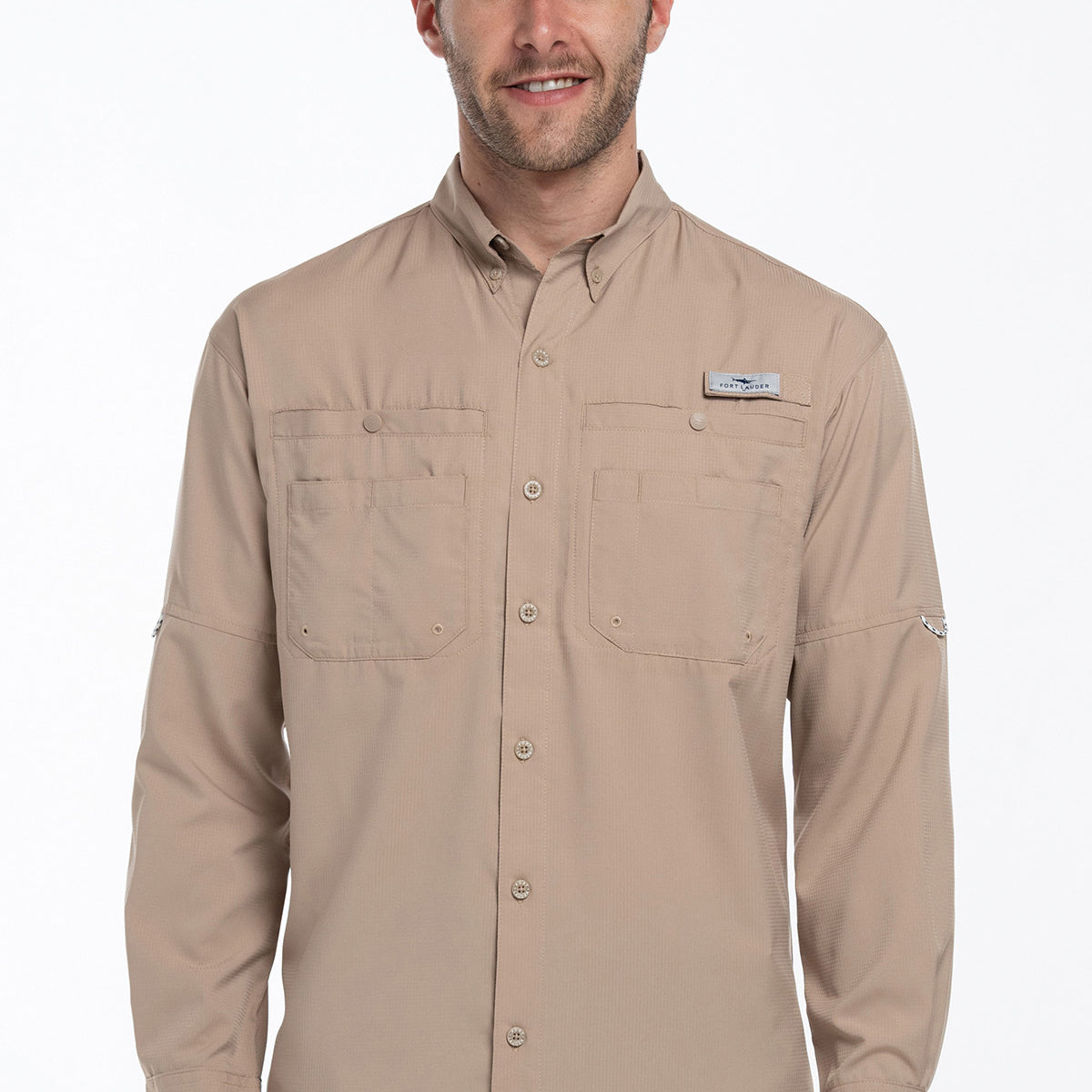 Camisa Tipo Pescador Hombre Manga Larga Kaki Fort Lauder – UNIFORMES DE ...