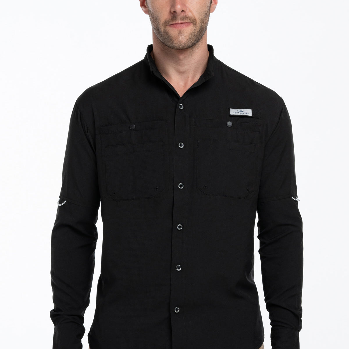 Camisa Tipo Pescador Hombre Manga Larga Negra Fort Lauder – UNIFORMES ...